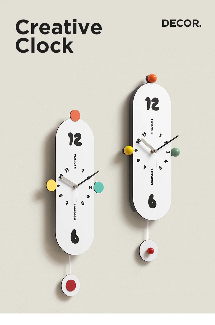 WOZOOM Modern Wall Pendulum Clock Quartz Swing Clock with Needle ...