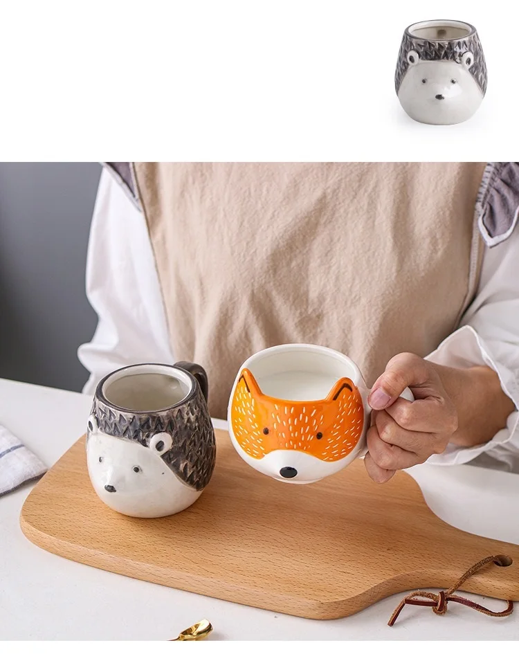 Msh Custom Logo Cute Cartoon Animal Design Ceramic Milk Mugs For Kid ...