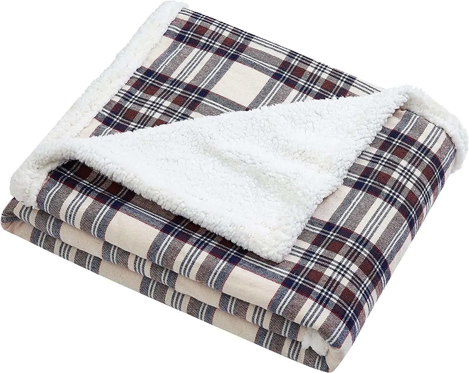 Sherpa Plaid Throw Blanket Fuzzy Fluffy Cozy Soft Blanket Fleece ...