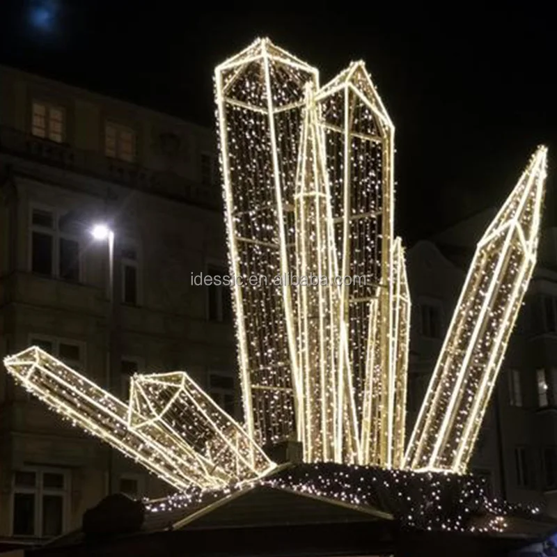 Outdoor Light Up 3d Silver Stalagmite Spikes Christmas Light Sculpture ...