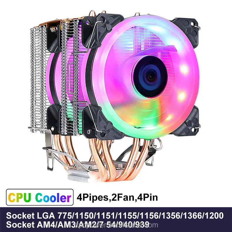 4pin 90mm Cpu Cooler Air Heatsink 4 Heat Pipe 2 Fans Rgb Cpu Cooling ...