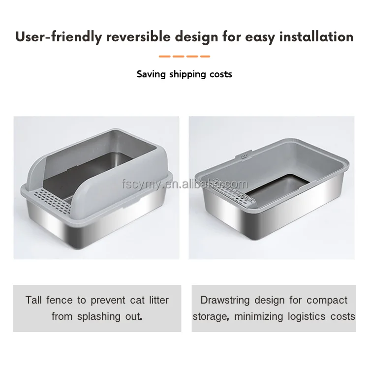 Large Enclosed Cat Toilet Durable Stainless Steel Xl Pet Litter Box ...