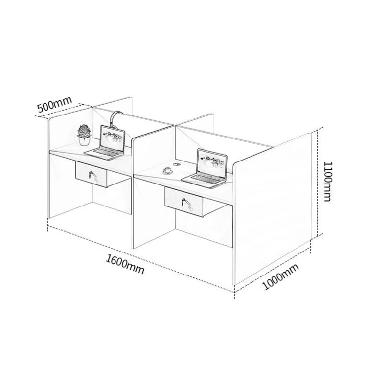 Modern Office Cubicle Partition Shared Workspace Modular 4 Seater Work ...
