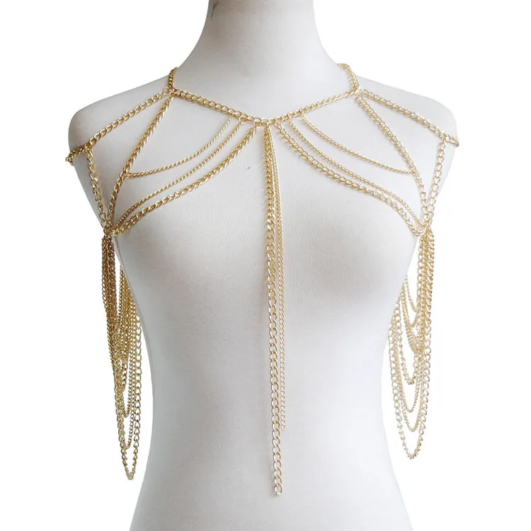 New Multilayer Alloy Double Shoulder Chains On Body Personality Metal ...