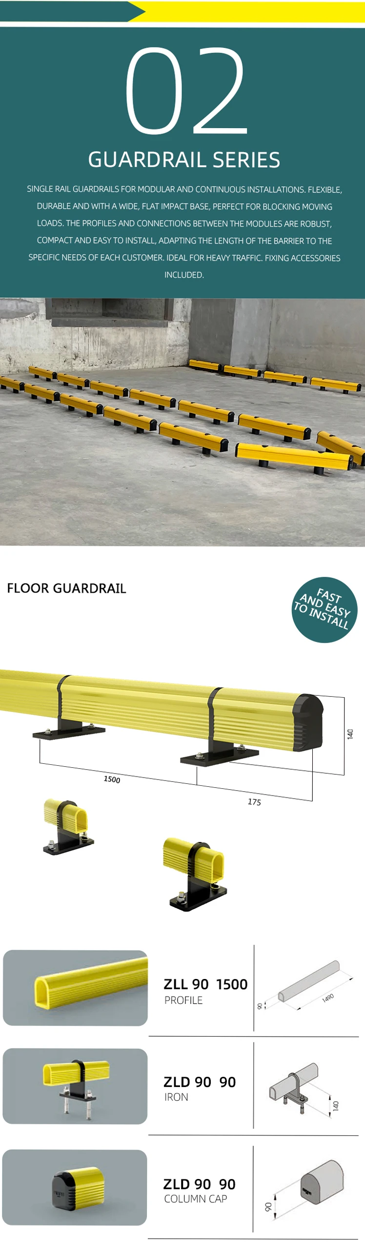 Anti-collision Warehouse Shelves Guardrail - Durable & Visible