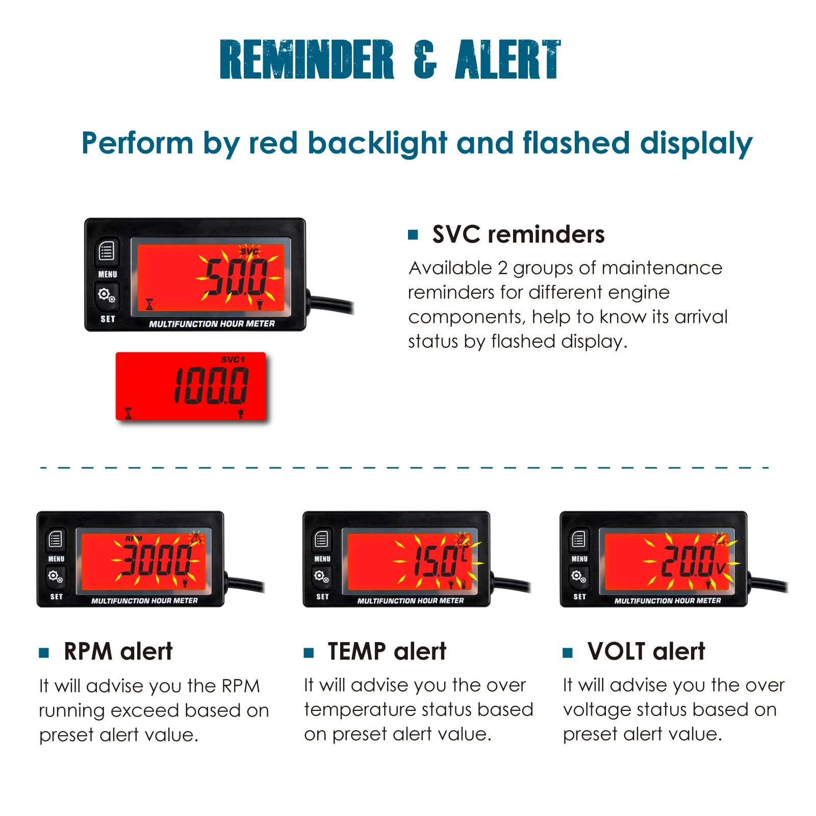 Comprehensive Instrument-Temp/Tach/Hour Meter for Motorcycle Generator ...
