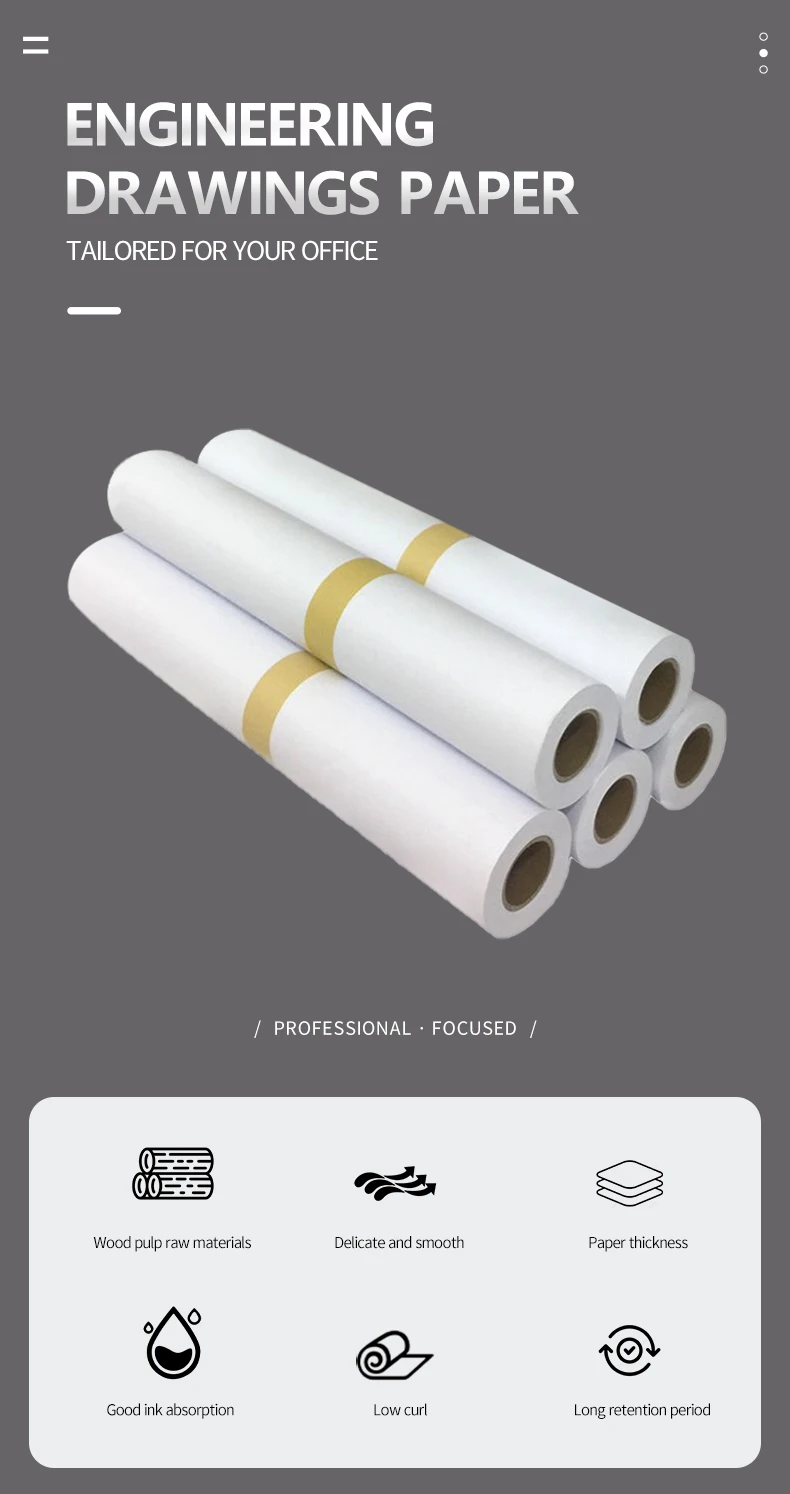 Factory Supply 24'' 36'' 50m Engineering Drawing Paper Cad Plotter ...