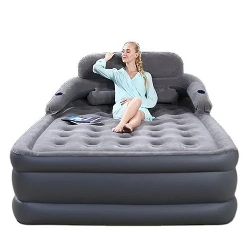 2025 NEW LA Auto Inflated High Folding Inflatable Double Air Bed with ...