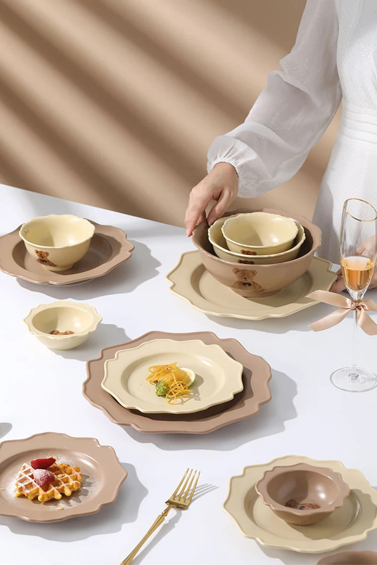 Cute Cartoon Ceramic Bowl Plate Dinnerware Sets Tableware Ceramic ...