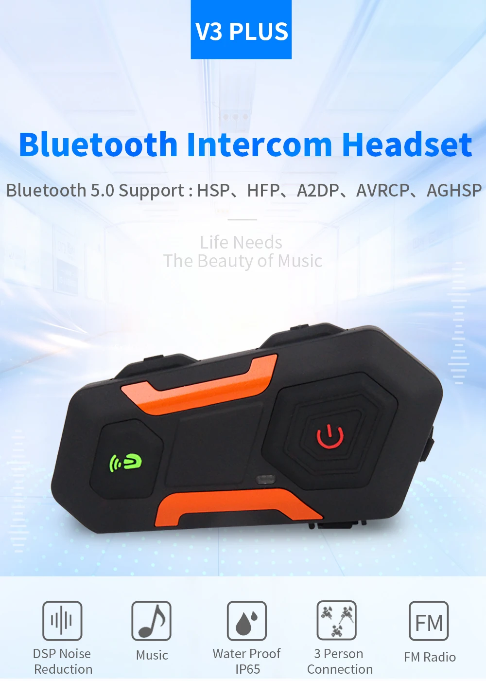 1400m Convoy Communication Bluetooth Intercom Helmet Headset Intercom ...