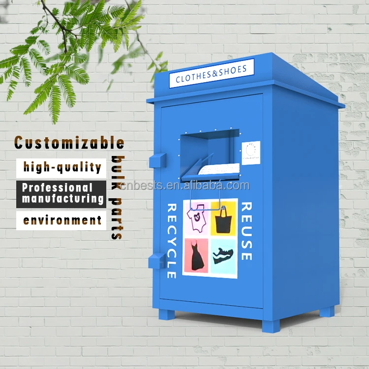High quality outdoor metal steel recycling clothing donation trash bin ...
