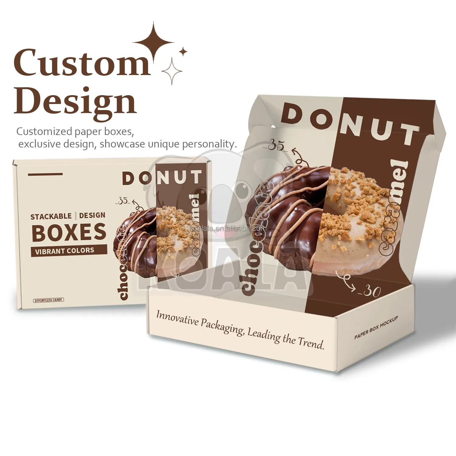 Costom Paper Packaging for Mochi Donuts Waffle Pastry Cookies Dessert ...