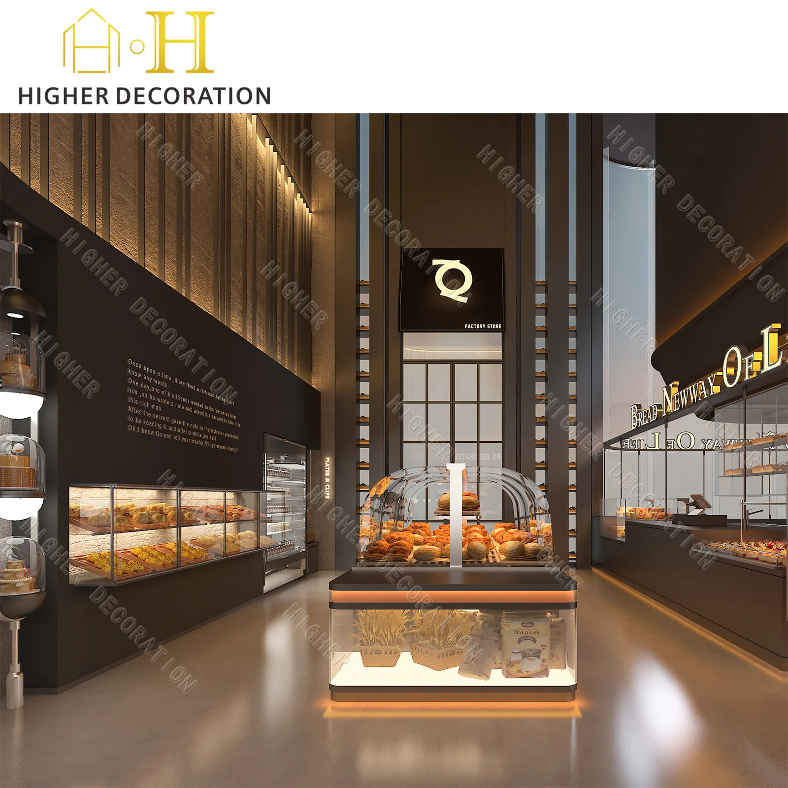Professional Cake Display Showcase Food Showcase Counter Table for Shop ...