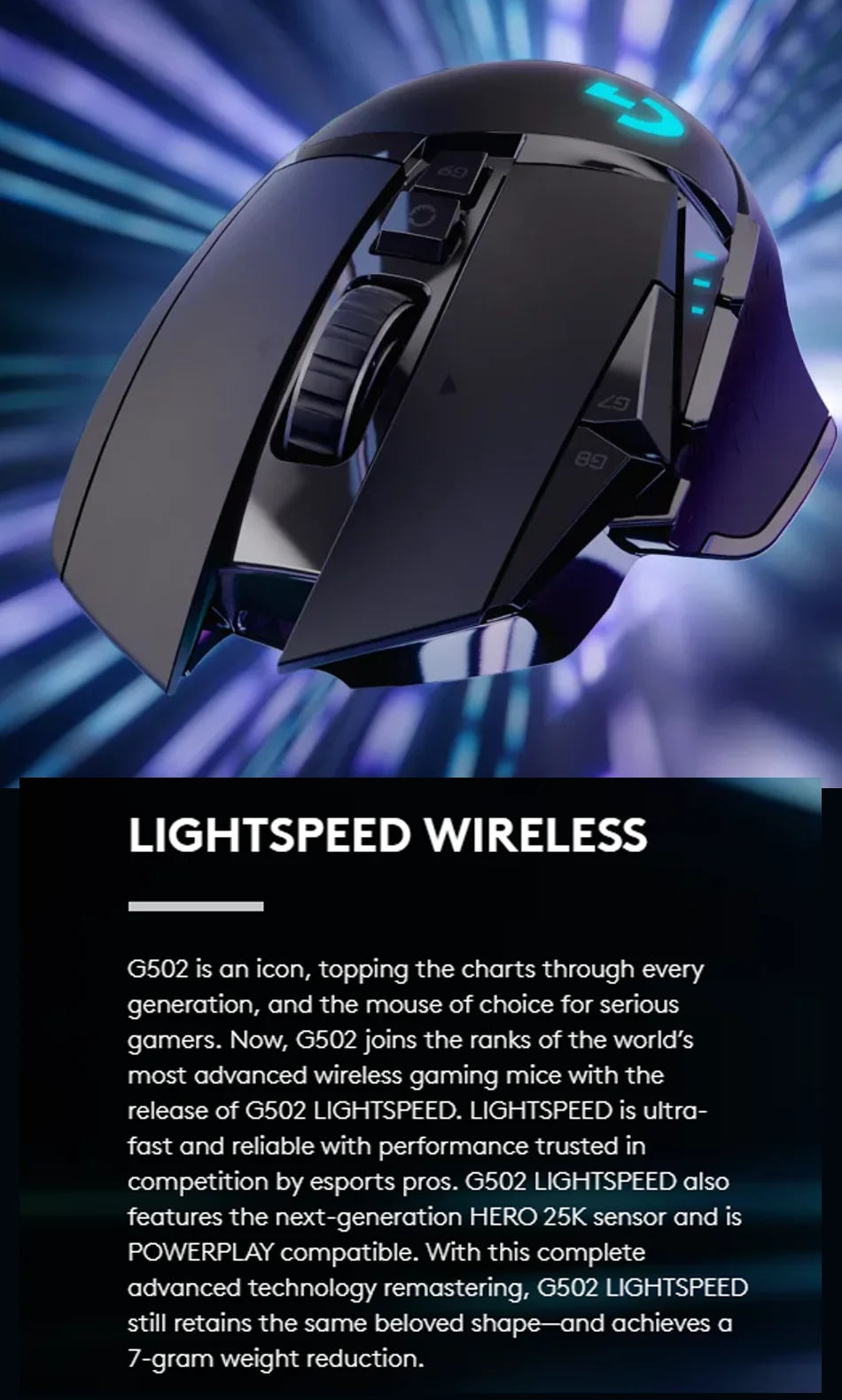Original Logitech G502 LIGHTSPEED Wireless Gaming Mouse Wireless 2.4GHz ...