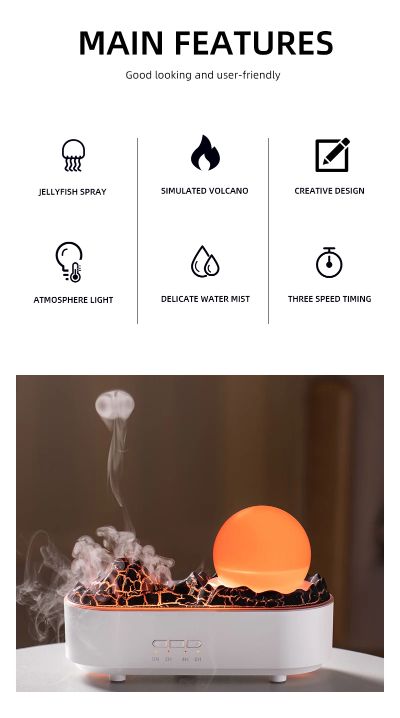 Source Factory 2024 New Design Crystal Ball Smoke Ring Umidificador ...