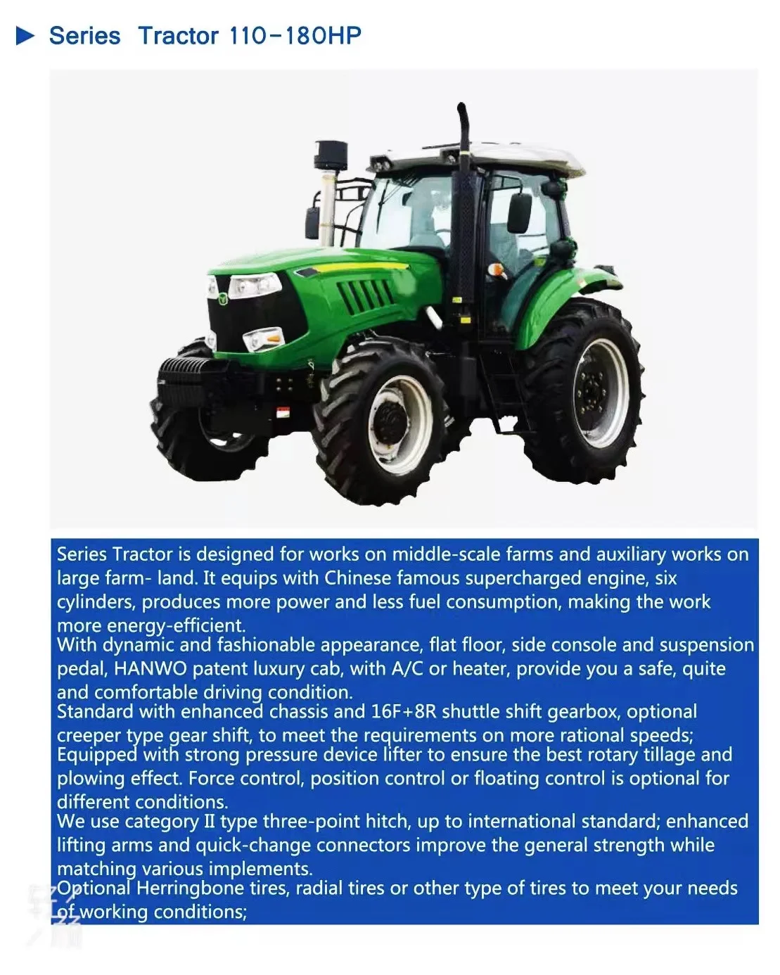 Tolcatchinese Micro Agricultural Tractores 60hp 90hp 100hp 140hp 160hp ...