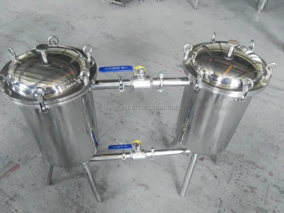 Stainless Steel Double Barrel Juice Duplex Filter - 2t/h