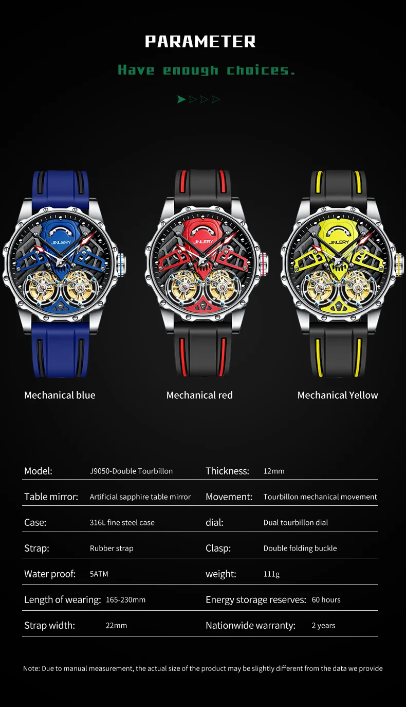 Jinlery New Men's Double Tourbillon Movement Watch Luxury Men's ...