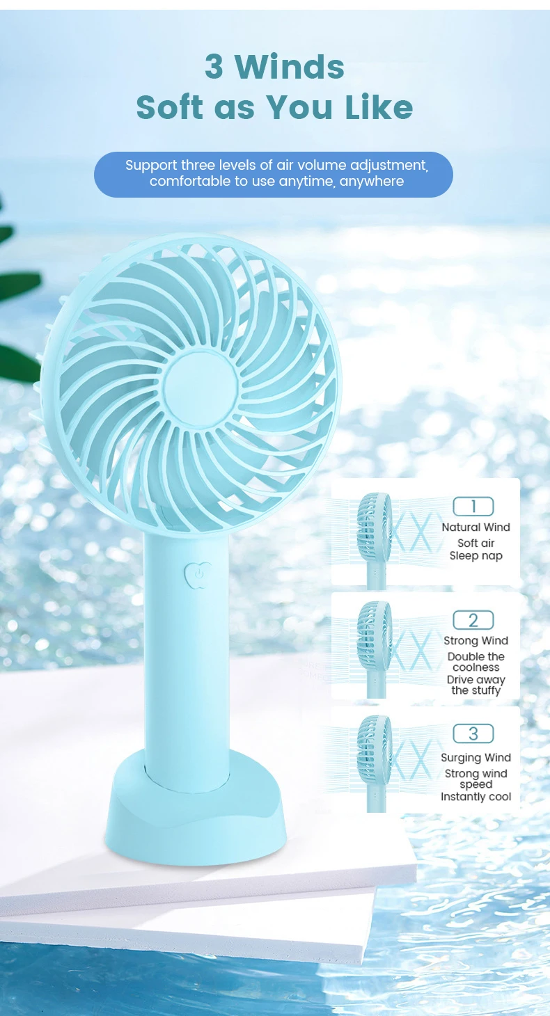 Portable USB Handheld Fan - Rechargeable Battery Mini Fan for Home ...
