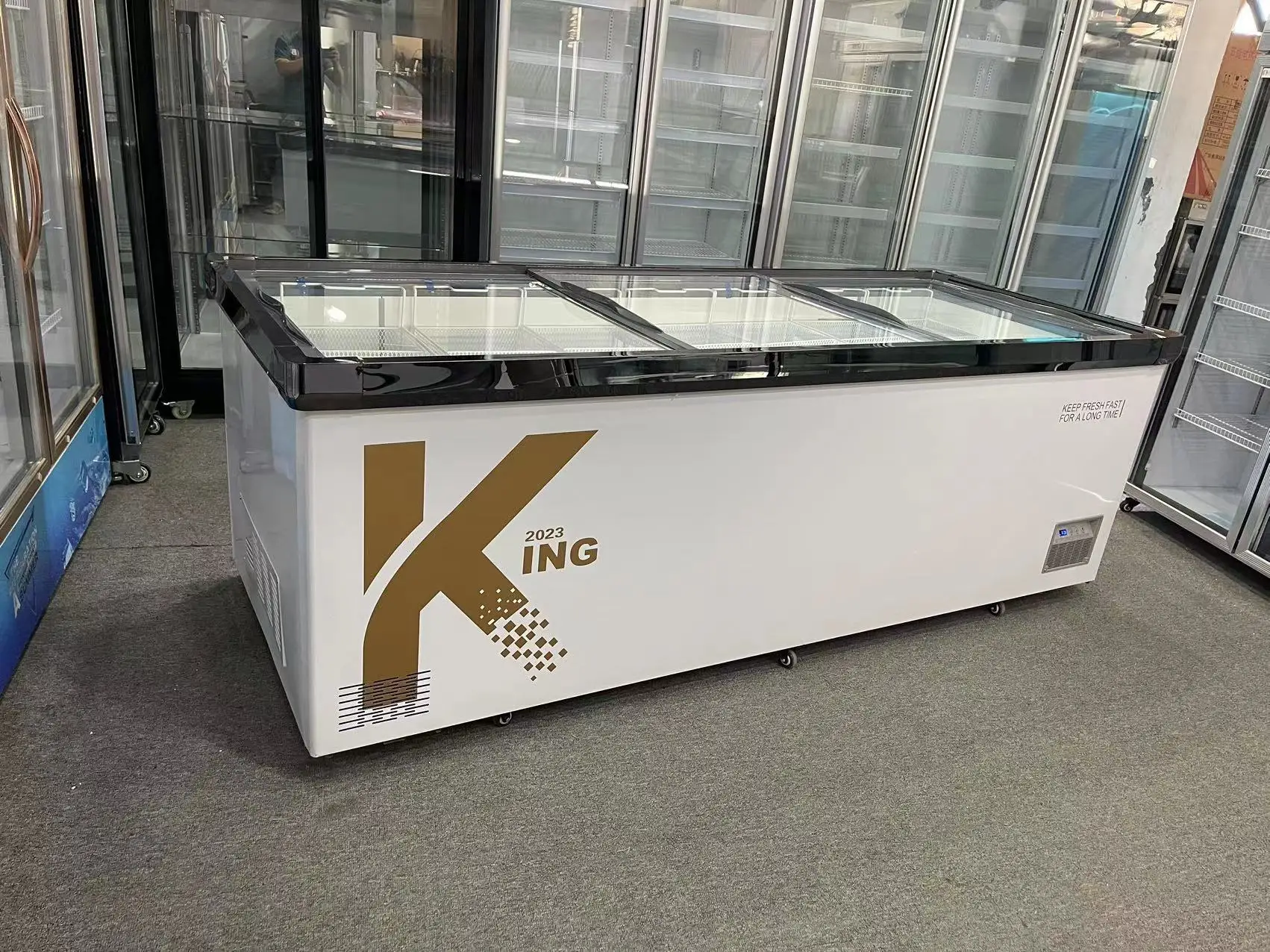 Large Capacity Deep Commercial Fridge Freezer Chest Freezer 2 Glass ...