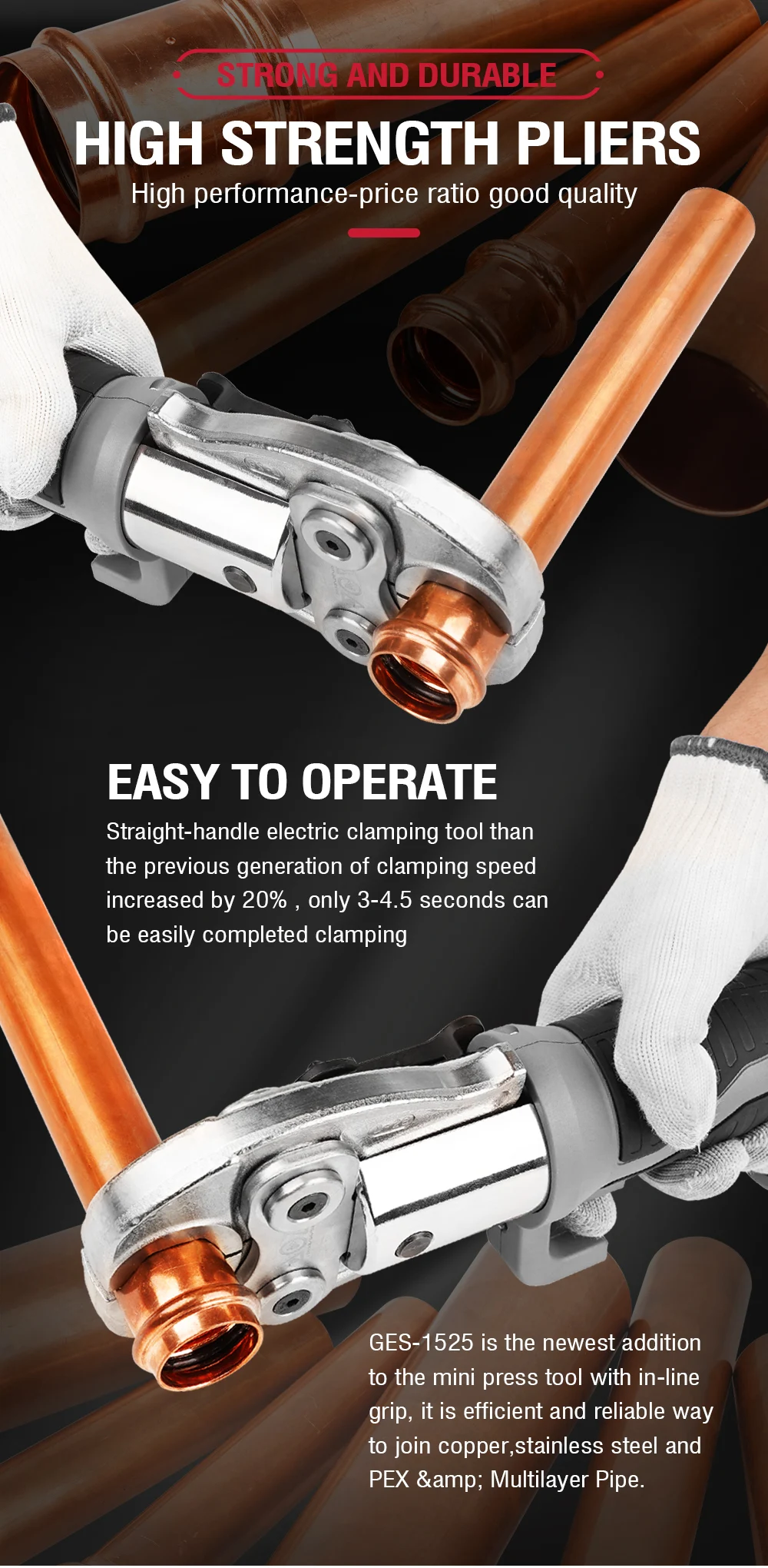 Ges-1525 Pz-1930 Gas Plumbing Stainless Steel Hvac Pex Hydraulic ...