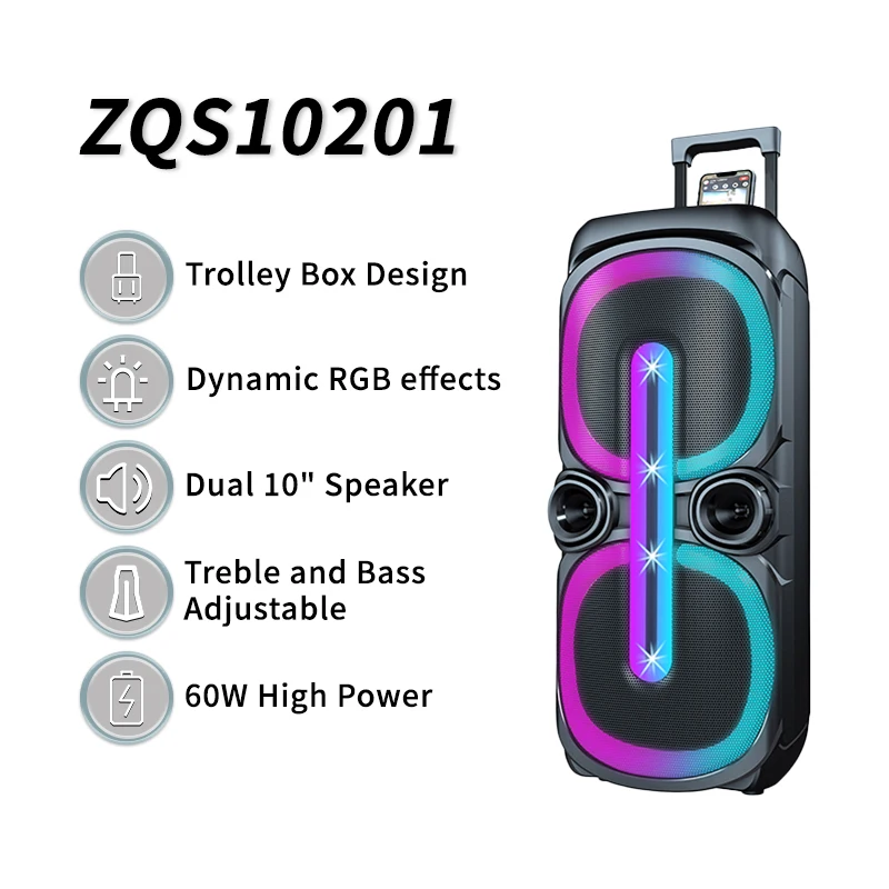 Outdoor Subwoofer Woofer Trolley Portable Tws Wireless Professional Music Audio System Sound ...