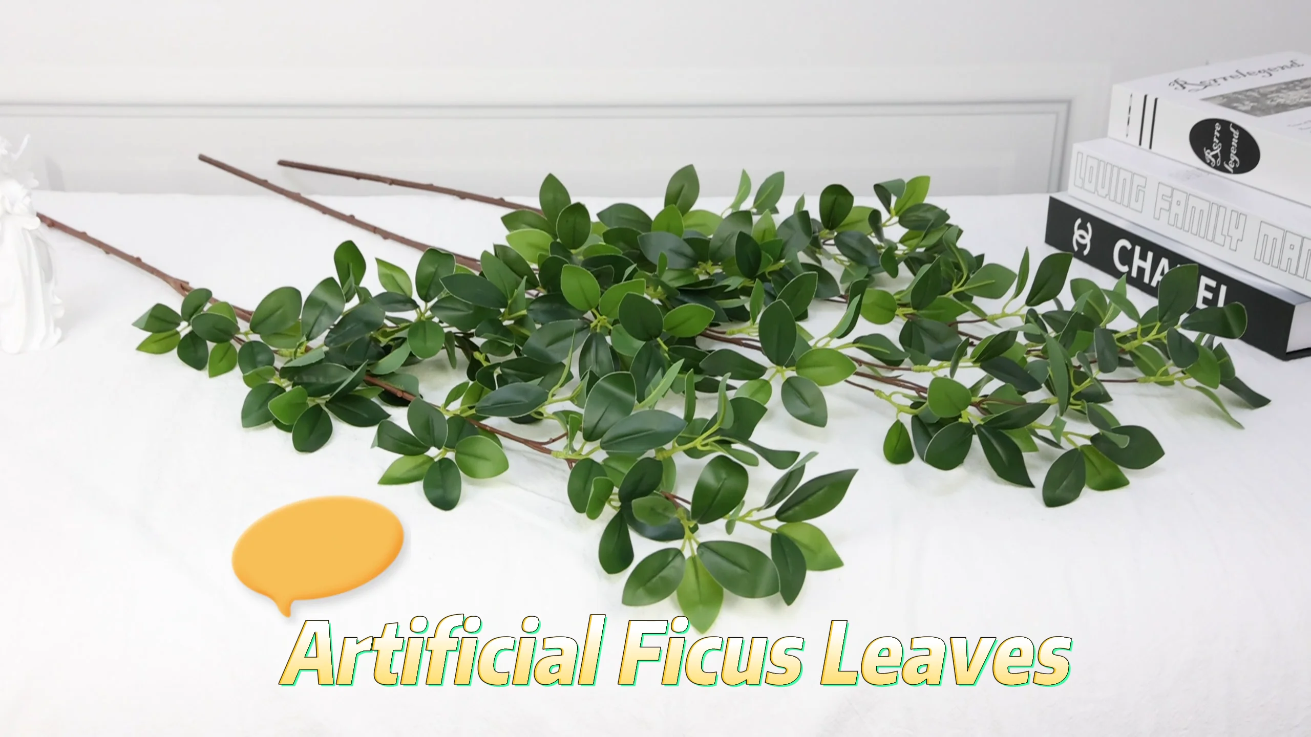 Artificial Real Touch Ficus Stem Branch Leaves Long Greenery For ...