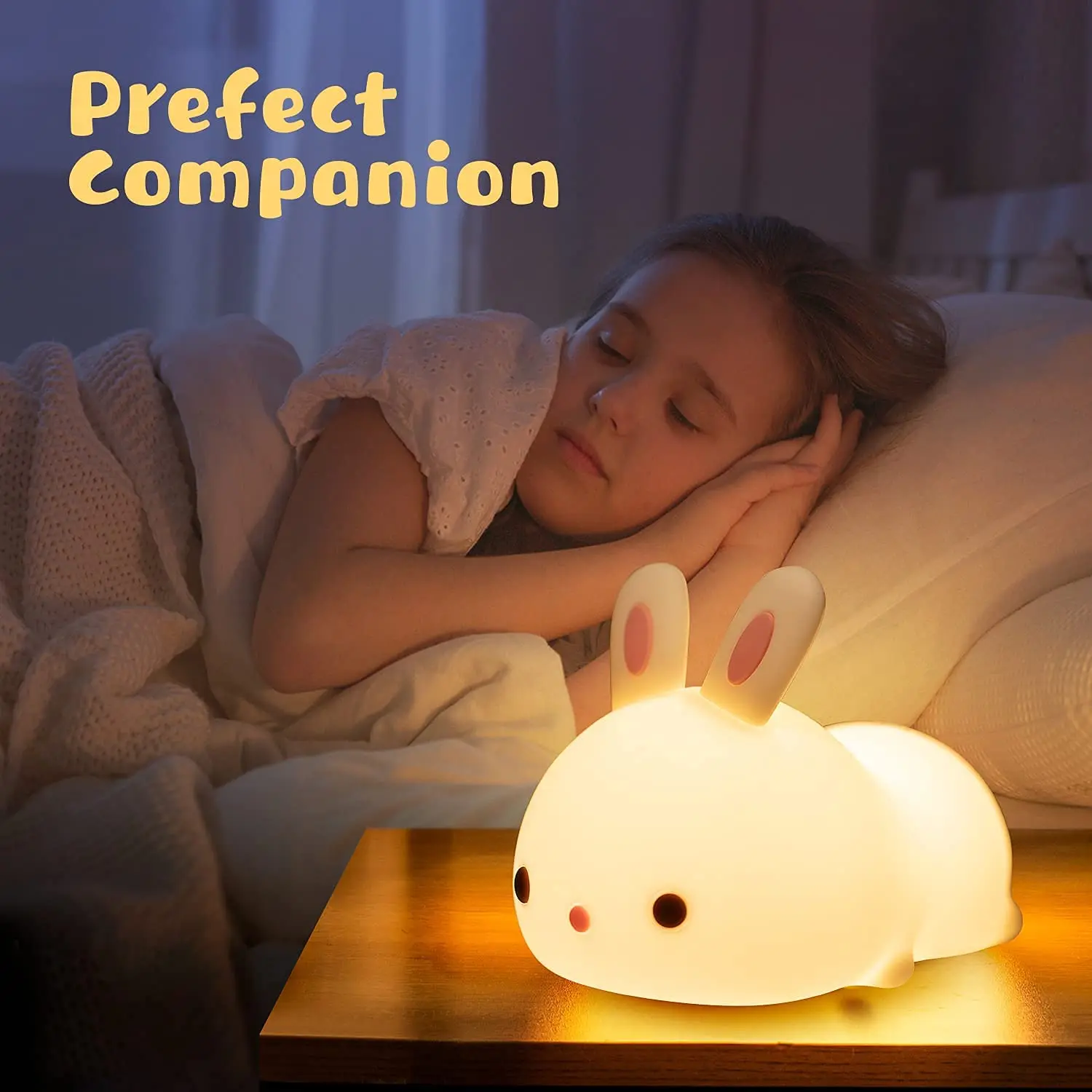 Mini Cute Rabbit Custom Silicone Bunny Baby Lamp Kids Led Kawaii Night ...