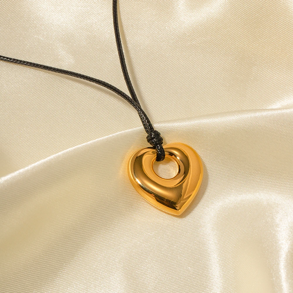 Waterproof 18K Gold Plated Black Wax Rope String Stainless Steel Chunky ...