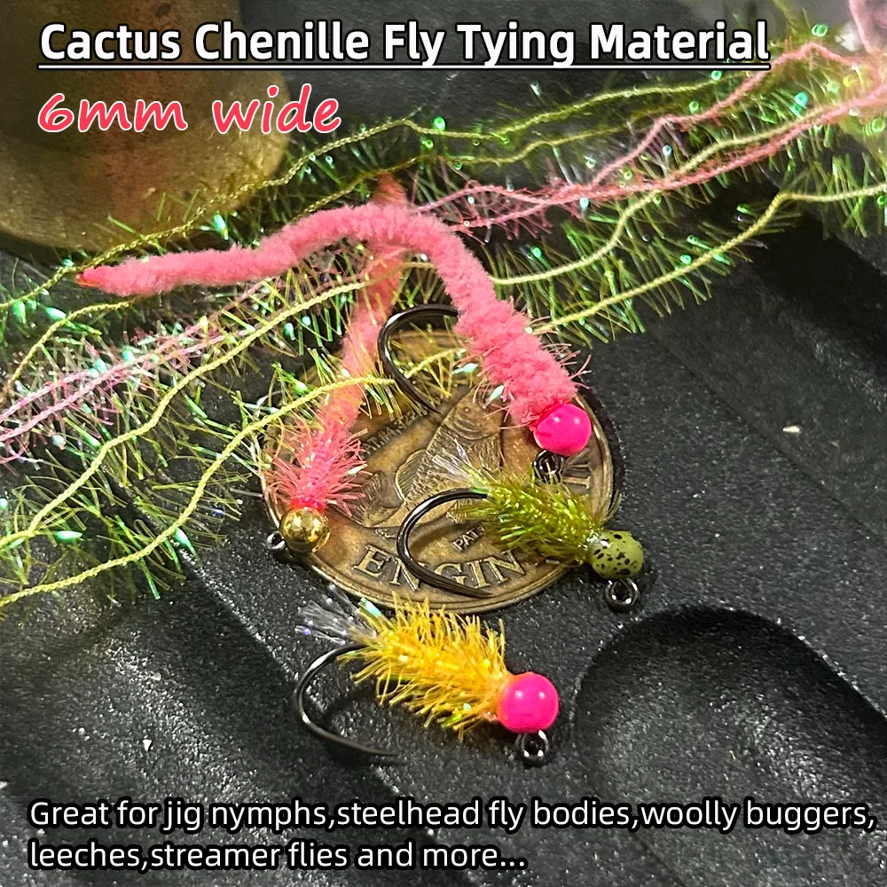 Wholesale 6mm Pearl Cactus Chenille Crystal Flash Chenille Fly Tying ...