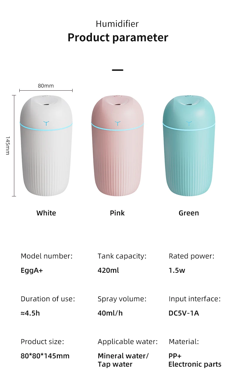 420ml Ultrasonic Humidifier - Intelligent Aromatherapy Gift