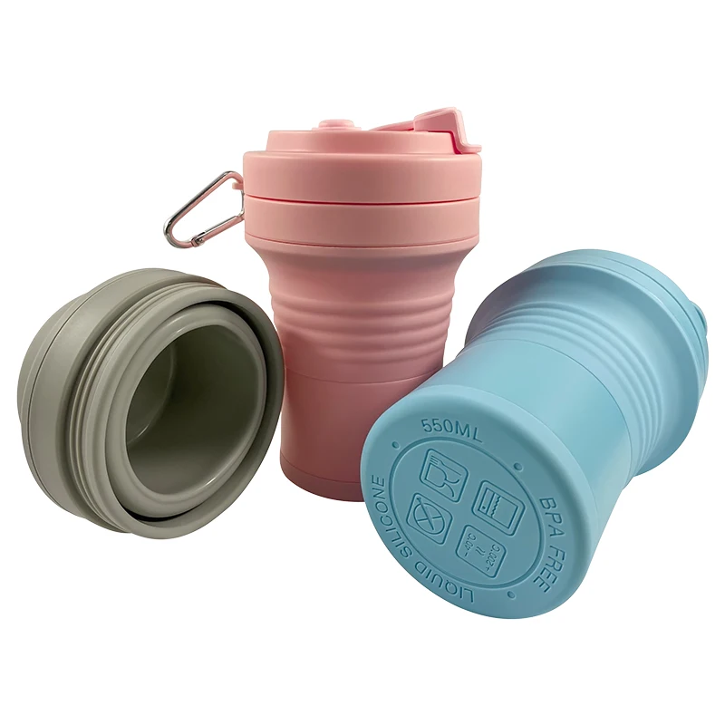 Eco-friendly Outdoor Silicon Cup 500ml 550ml Leakproof Plastic Rubber ...