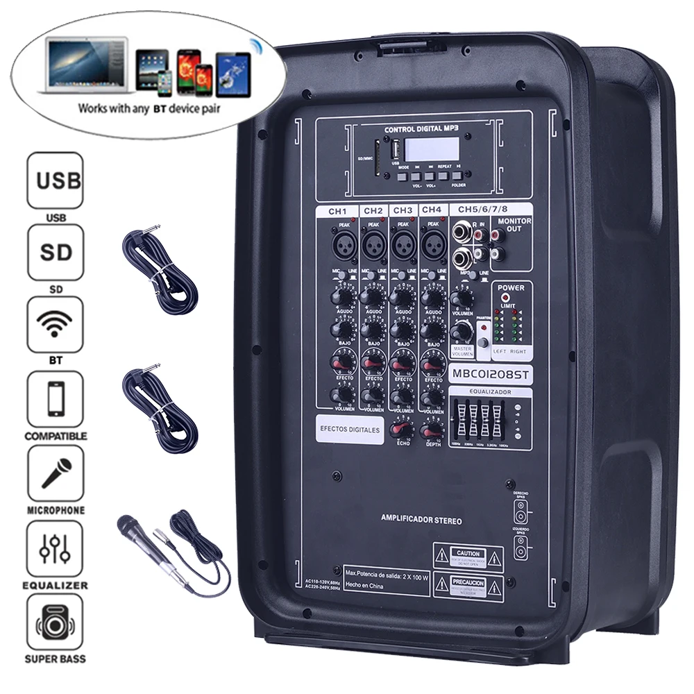 800W 4 Channel Wireless Karaoke Set - Perfect for Outdoor