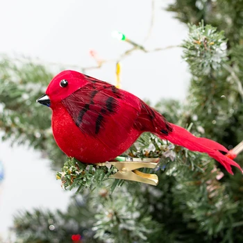 Red Faux Birds Life Size Foam Real Feather Artificial Bird For ...