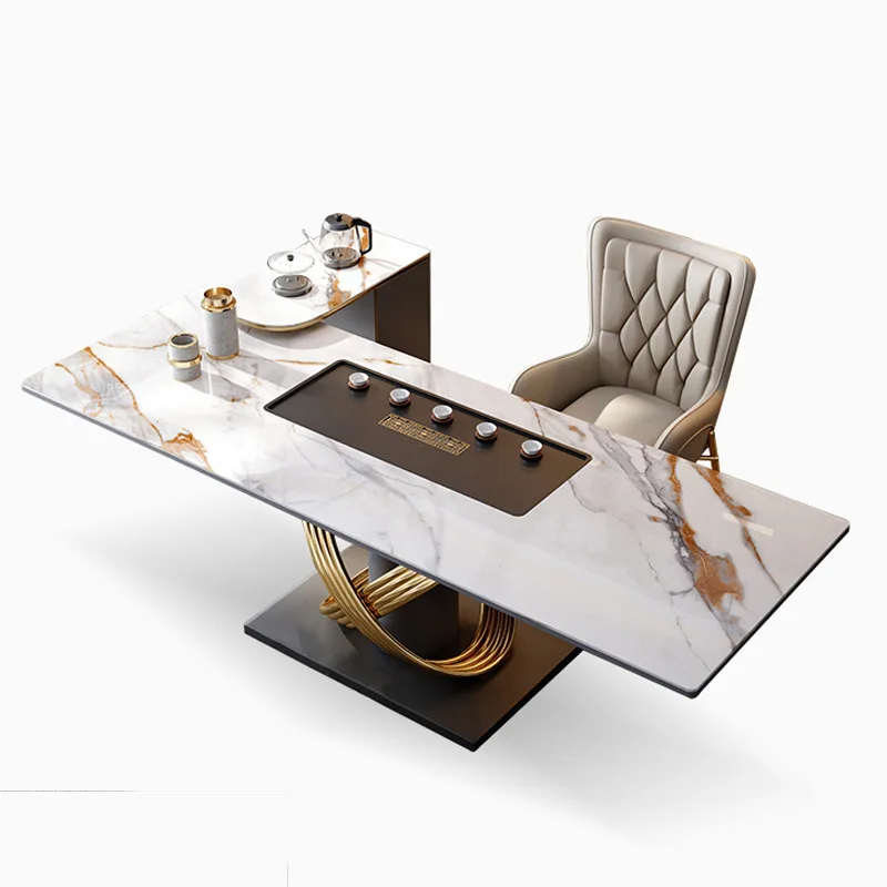 Modern Luxury Rock Plate Tea Table And Chair Combination Office Tea ...