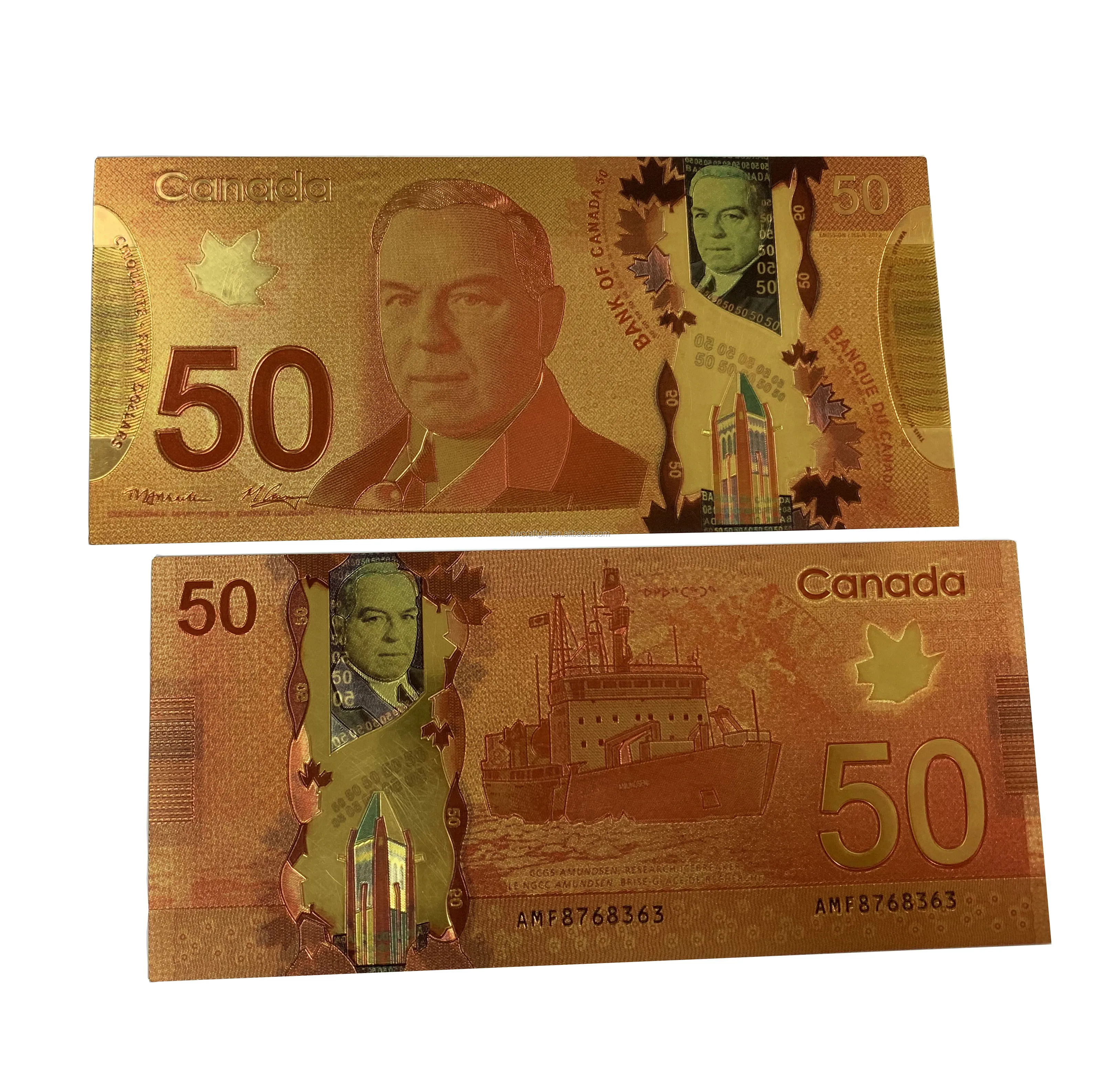 Collection Gift Durable Canadian Currency Cad 50 Gold Silver Foil ...