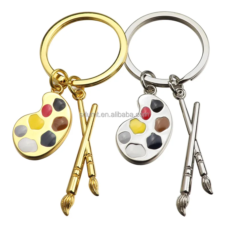 Creative Metal Keychain Custom Logo Palette Brush Keyring Painting Art ...