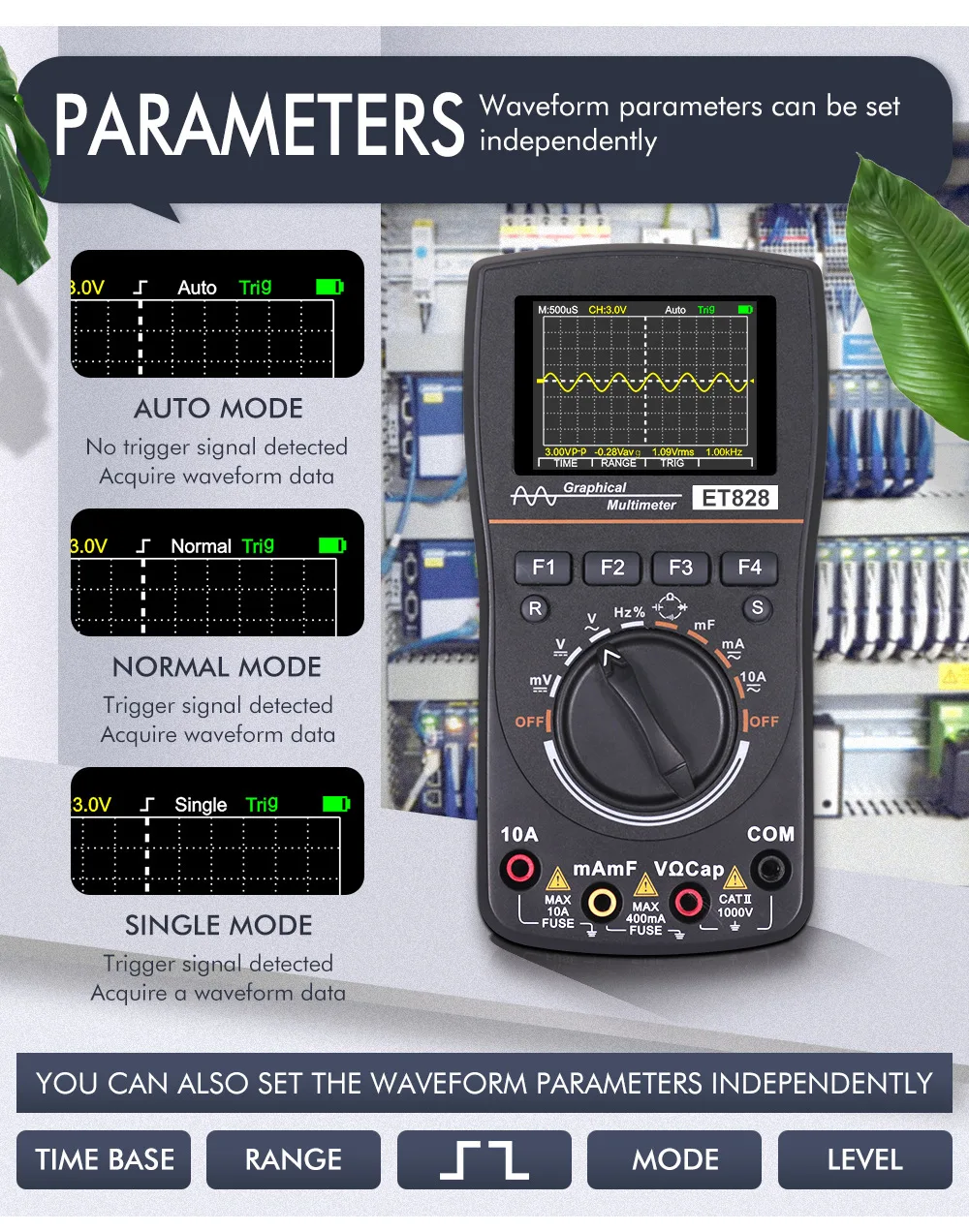 ET828 멀티 미터 오실로스코프 2 in 1 1MHZ 2.5MSPS 핸드 헬드 멀티 미터 1MHZ 2.5MSPS 샘플링 속도 ...