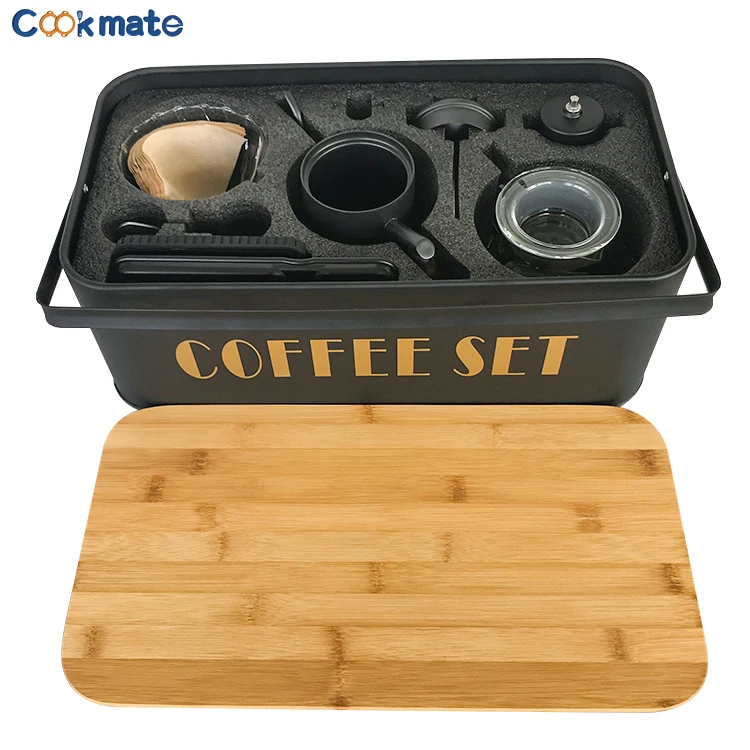 Elegant Fashion Portable Wood Box - Coffee Brew Maker Gift Set