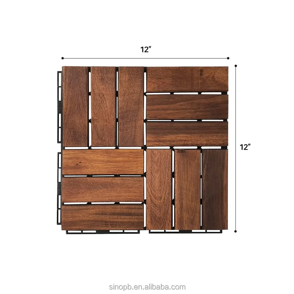 Interlocking Outdoor Wooden Flooring Solid Wood Parquet For Terrace ...