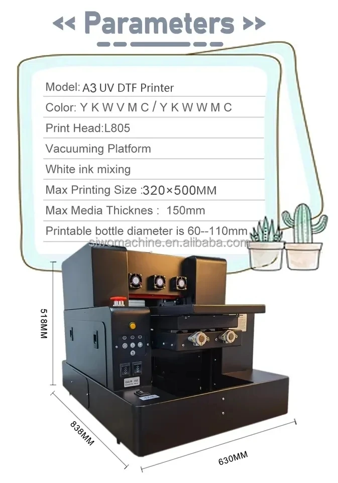 UV Printer A3 - Siwo Flatbed Automatic Printer UVV DTF