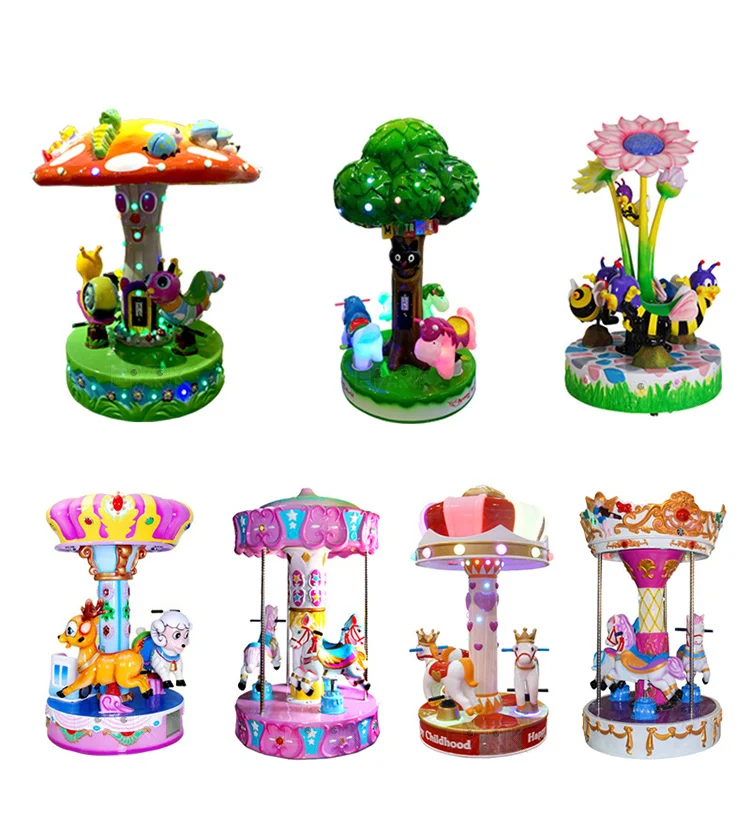 Indoor Amusement Park 3 Player Kids Horse Swing Ride Mini Carousel ...