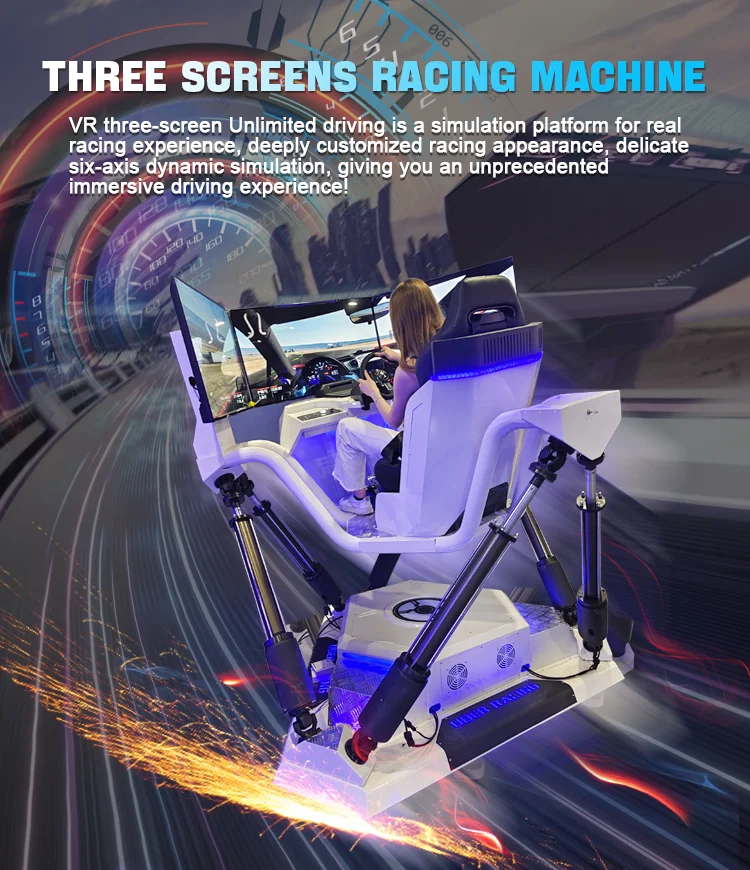 3 Three Screens VR Car Racing Games Machine - Driving Simulator
