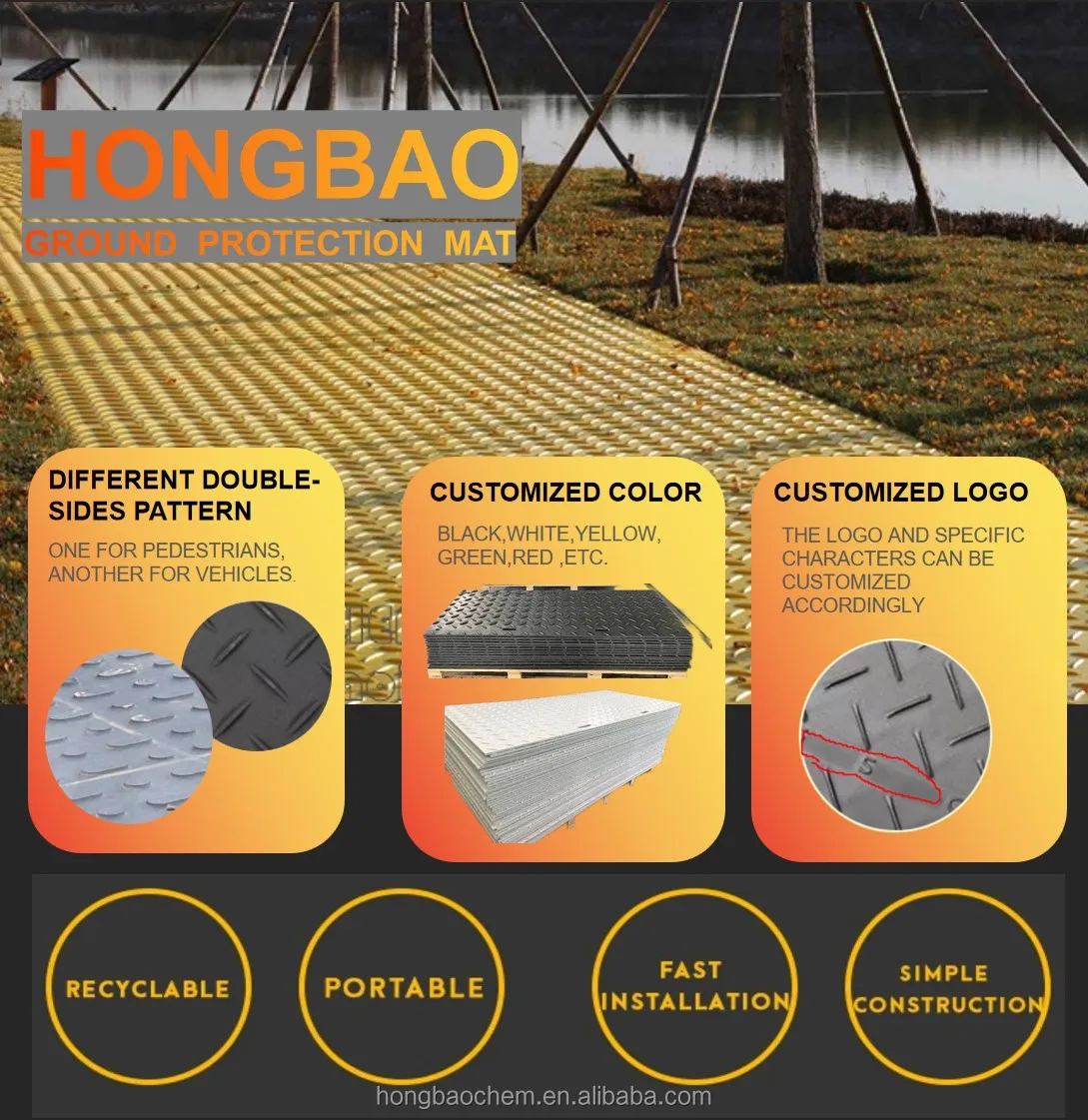 UHMWPE temporary grounding access hdpe ground protection mats 4x8 road mat| Alibaba.com