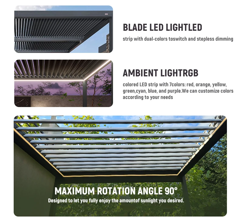 Customized Factory Canopy Motorized Adjustable Louver Sun Gazebo ...