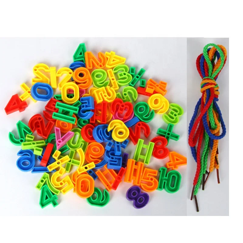 Educational Toys - Lacing Beads Plastic Numbers & Math Blocks