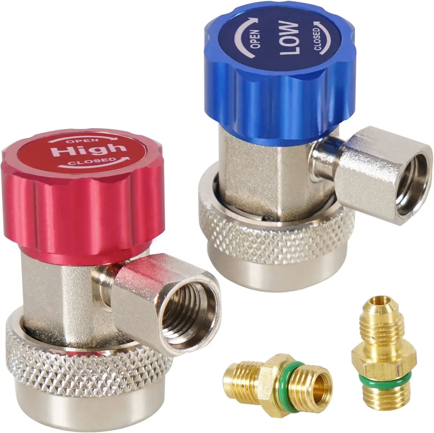 Adjustable R134a Quick Coupler Adapters HP and LP Connectors Kit For ...
