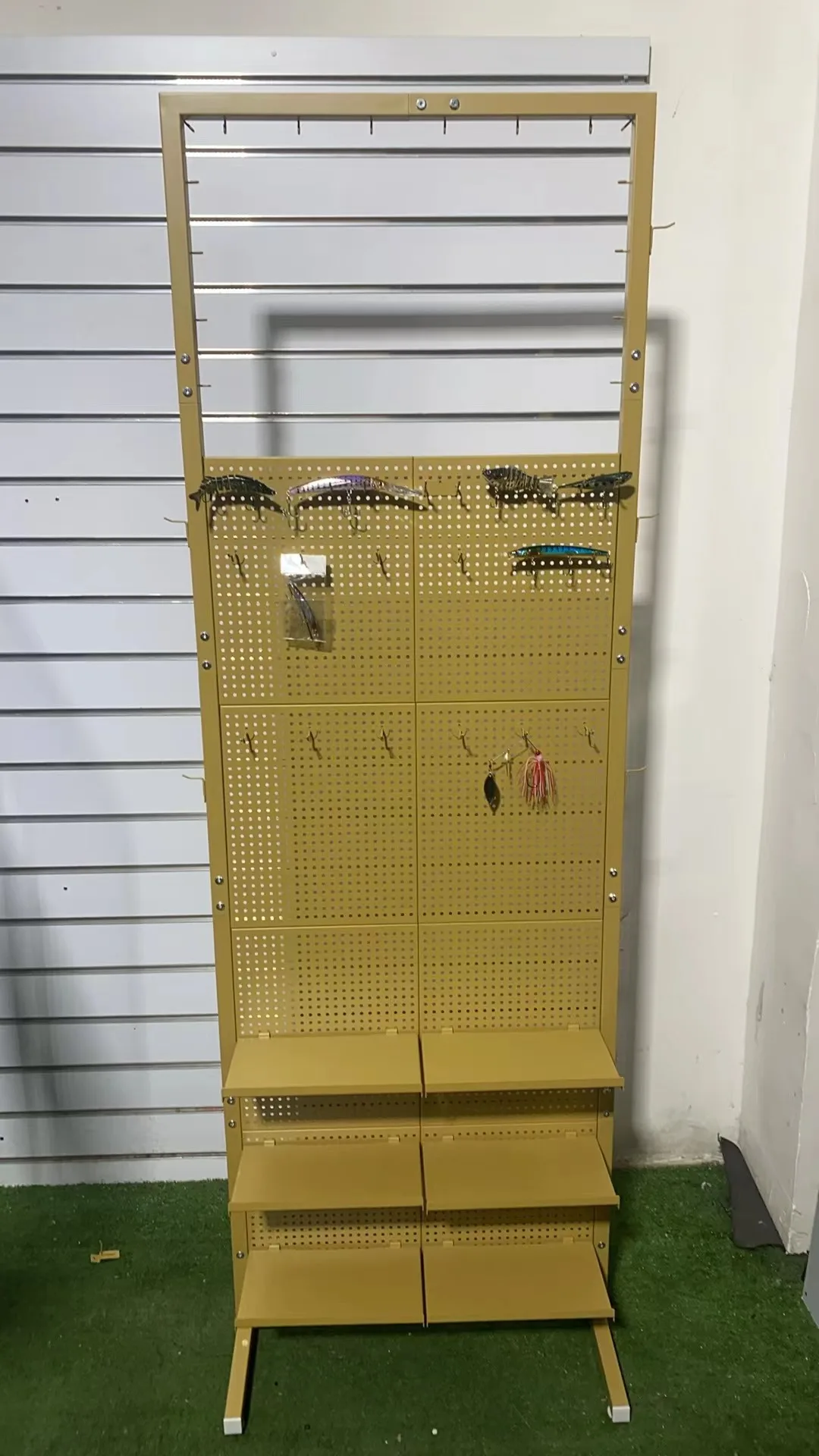 Double Side Hole Board Display Rack Metal Floor Stand Display Rack with ...