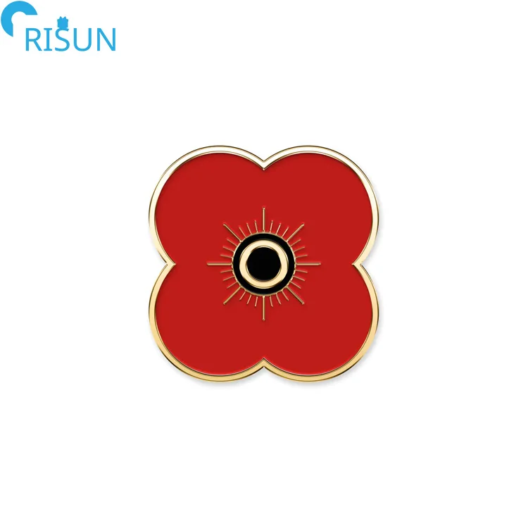 Customized Enamel Lest We Forget Remembrance Day Flag Poppy Lapel Pin ...
