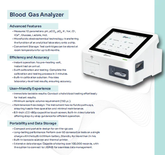 Eaglenos EG-I30 Dry Type Blood Gas Analyzer - Portable & Automated
